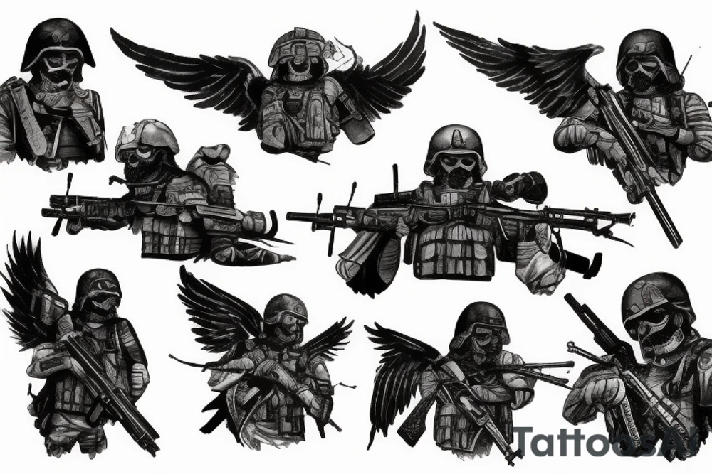 Dark angel tactical soldier tattoo idea | TattoosAI