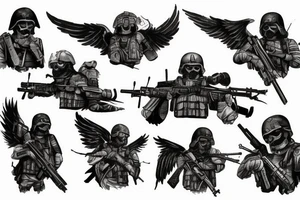 Dark angel tactical soldier tattoo idea | TattoosAI