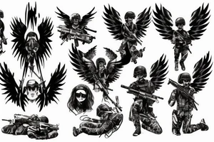 Dark angel tactical soldier tattoo idea | TattoosAI