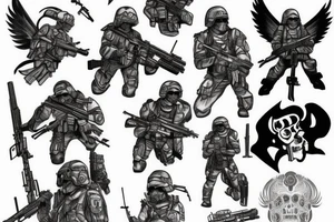 Dark angel tactical soldier tattoo idea | TattoosAI