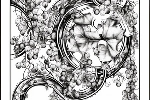 6 playing cards in an arch with grapes and vines running through it and ...