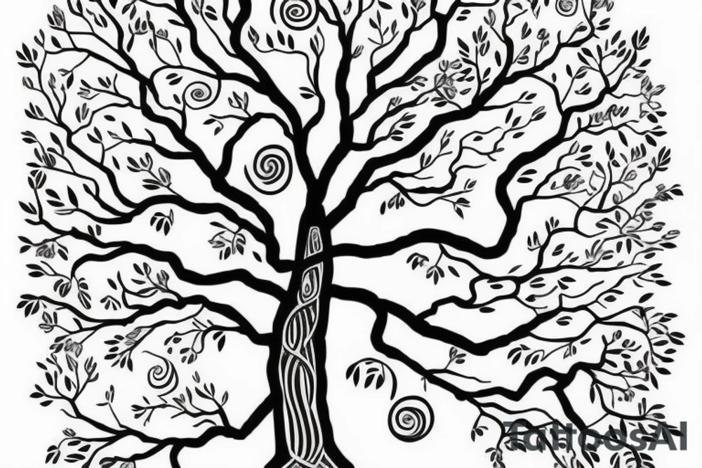 Beautiful tree with words of: family, strength, perseverance through it ...