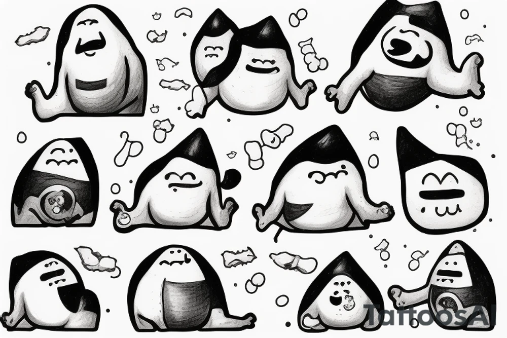 67 ominous adipose creatures climbing down themselves in a pile tattoo ...