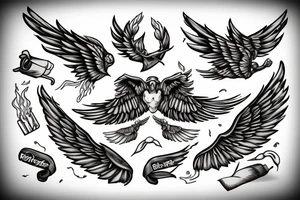 Realistic stick of butter with wings on fire flying horizontally tattoo ...