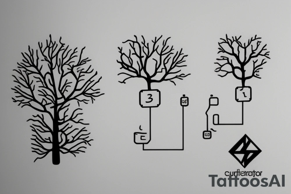 Circuit diagram tree small tattoo idea | TattoosAI