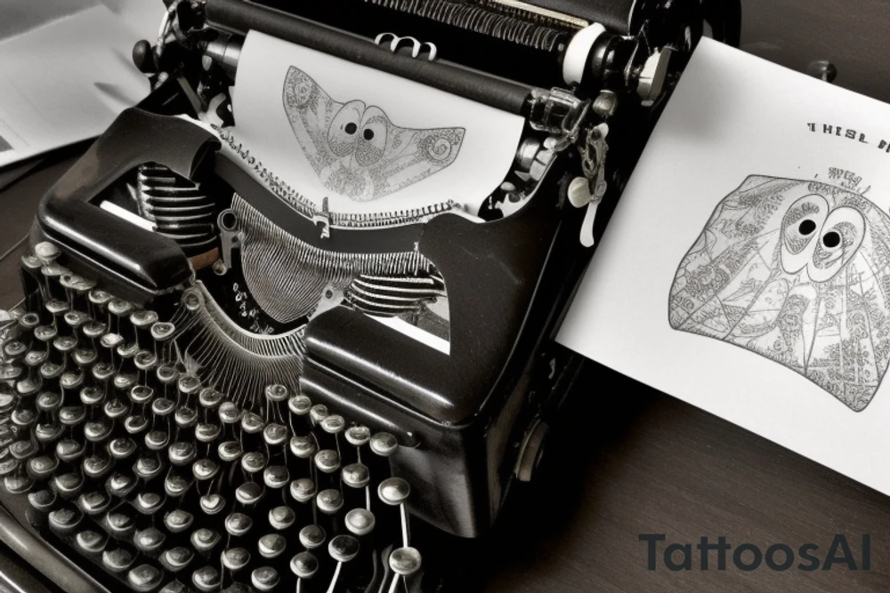 The tattoo showcases an old Fashioned typewriter at the center ...