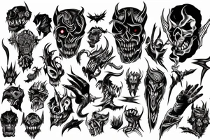 Show me a full arm sleeve tattoo for men that depicts the devil and ...