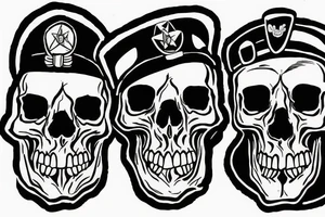 Skull with army beret tattoo idea | TattoosAI