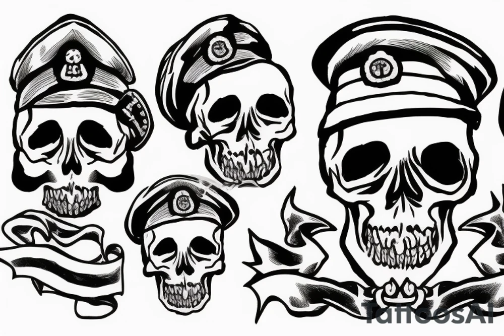 Skull with army beret tattoo idea | TattoosAI