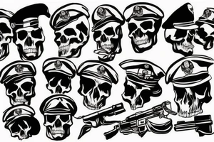 Skull with army beret tattoo idea | TattoosAI