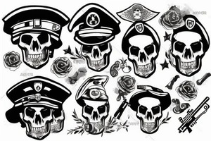 Skull with army beret tattoo idea | TattoosAI