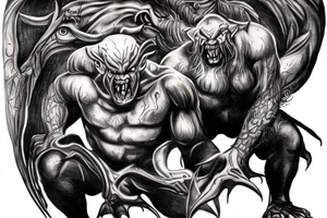 Balrog from Peter Jackson's lord of the rings tattoo idea | TattoosAI