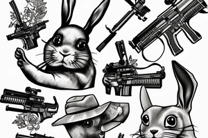 Bunny with an army rifle tattoo idea | TattoosAI